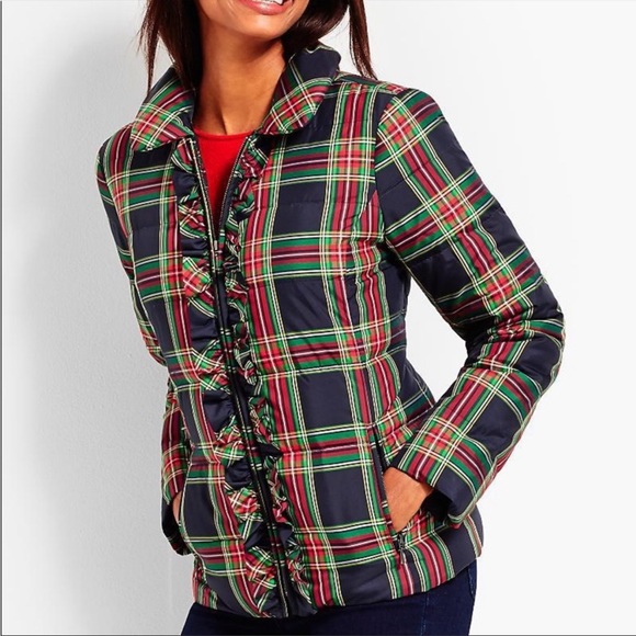 Talbots | Jackets & Coats | Talbots Tartan Plaid Ruffle Puffer Jacket ...